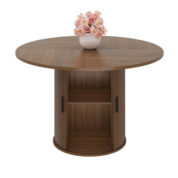 47'' Round Dining Table with Hidden Storage for 4, Kitchen Dining Room ...
