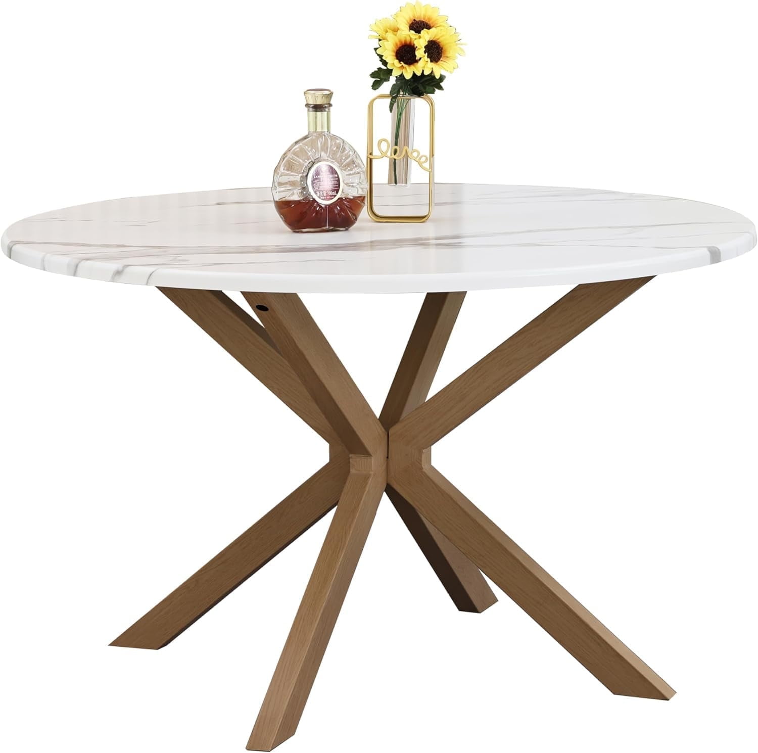 Royalcraft 47" Round Dining Table, Mid Century Modern Table for 4-6 ...