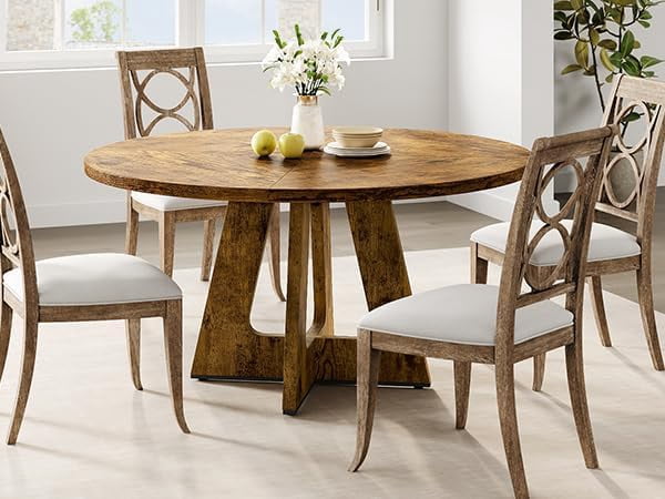 47" Round Dining Table Set for 4 to 6, Farmhouse Kitchen Table with ...