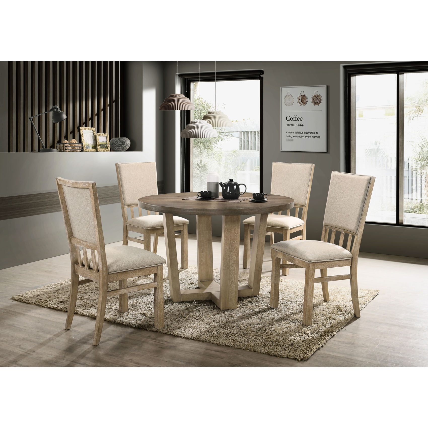 47" Round Dining Table Set with Cushioned Ergonomic Seats / Great for ...