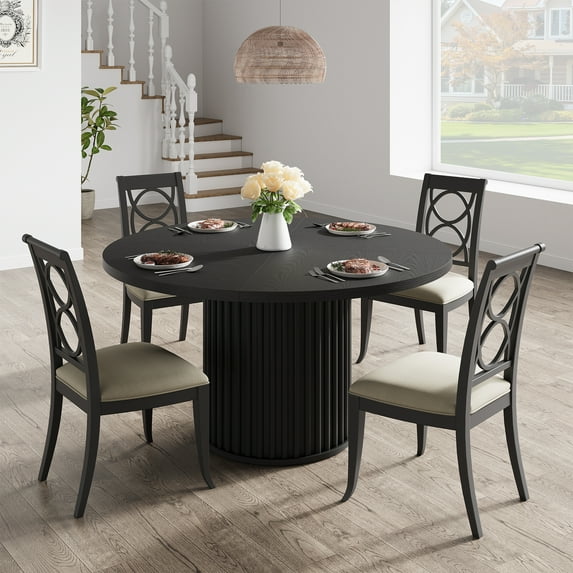 47" Round Dining Table for 4-6 People – Farmhouse Kitchen Table with ...