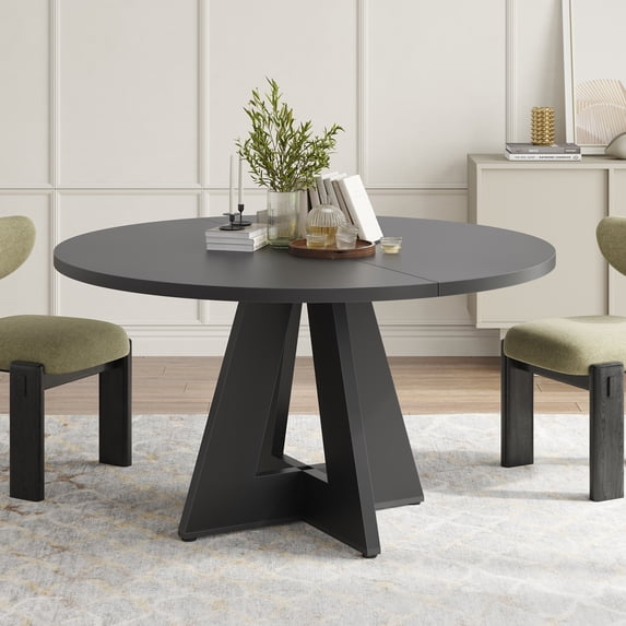 47" Round Dining Table for 4-7 People, Modern Wood Kitchen Table with ...