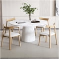 47" Round Kitchen Table Set, White Farmhouse Dining Table with Marble ...