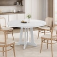 47" Round Wooden Dining Table for 4 – Sturdy Legs, 4-Piece Tabletop ...