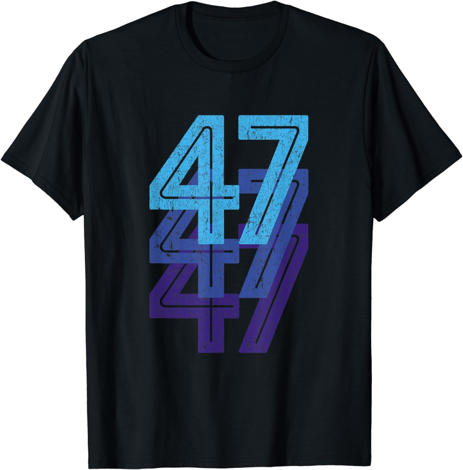 47 Shirt Lucky Number 47th Year Birthday Age Sports Team T-Shirt ...