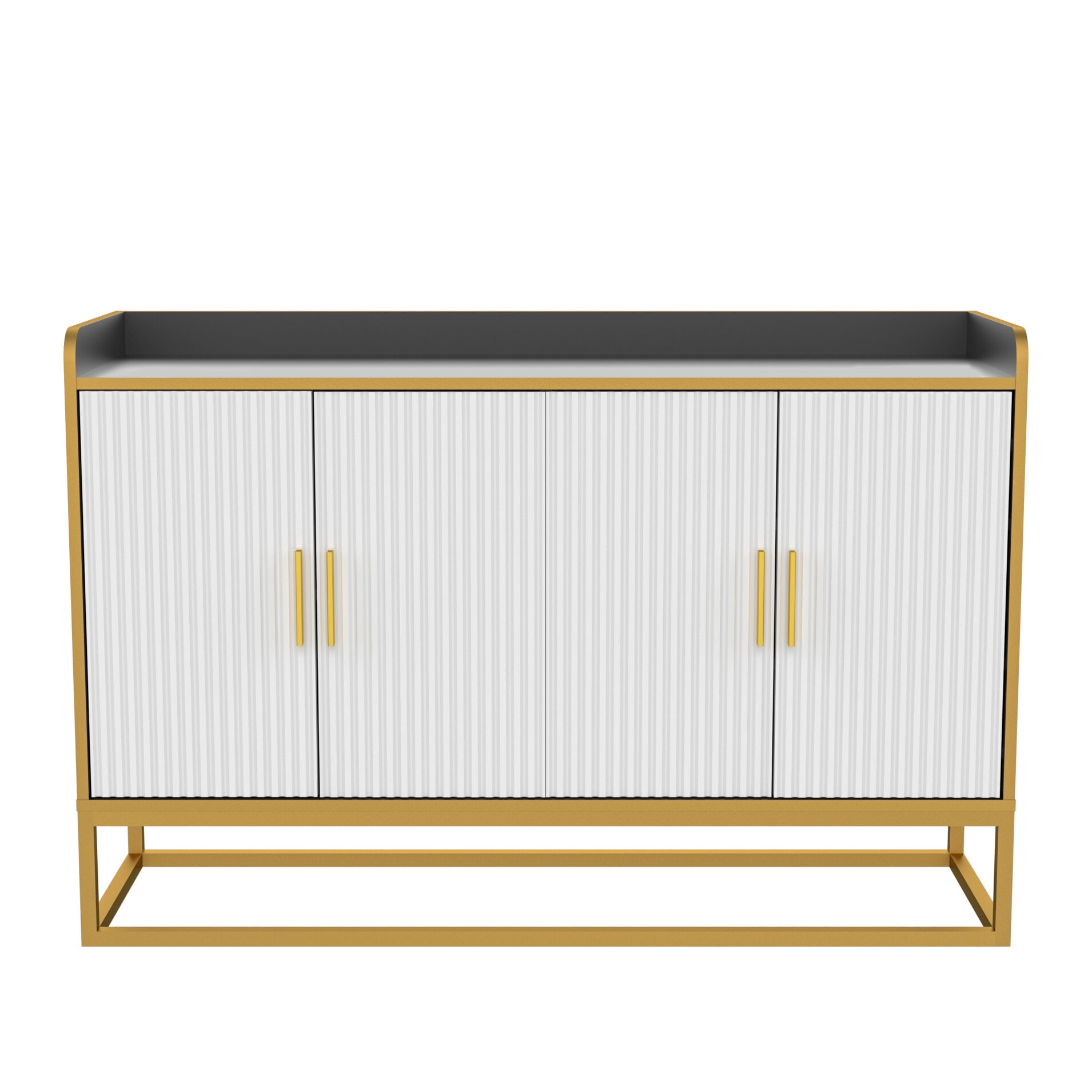 47" Sideboard, Fluted Buffet Cabinet with Storage and Top Tabletop ...