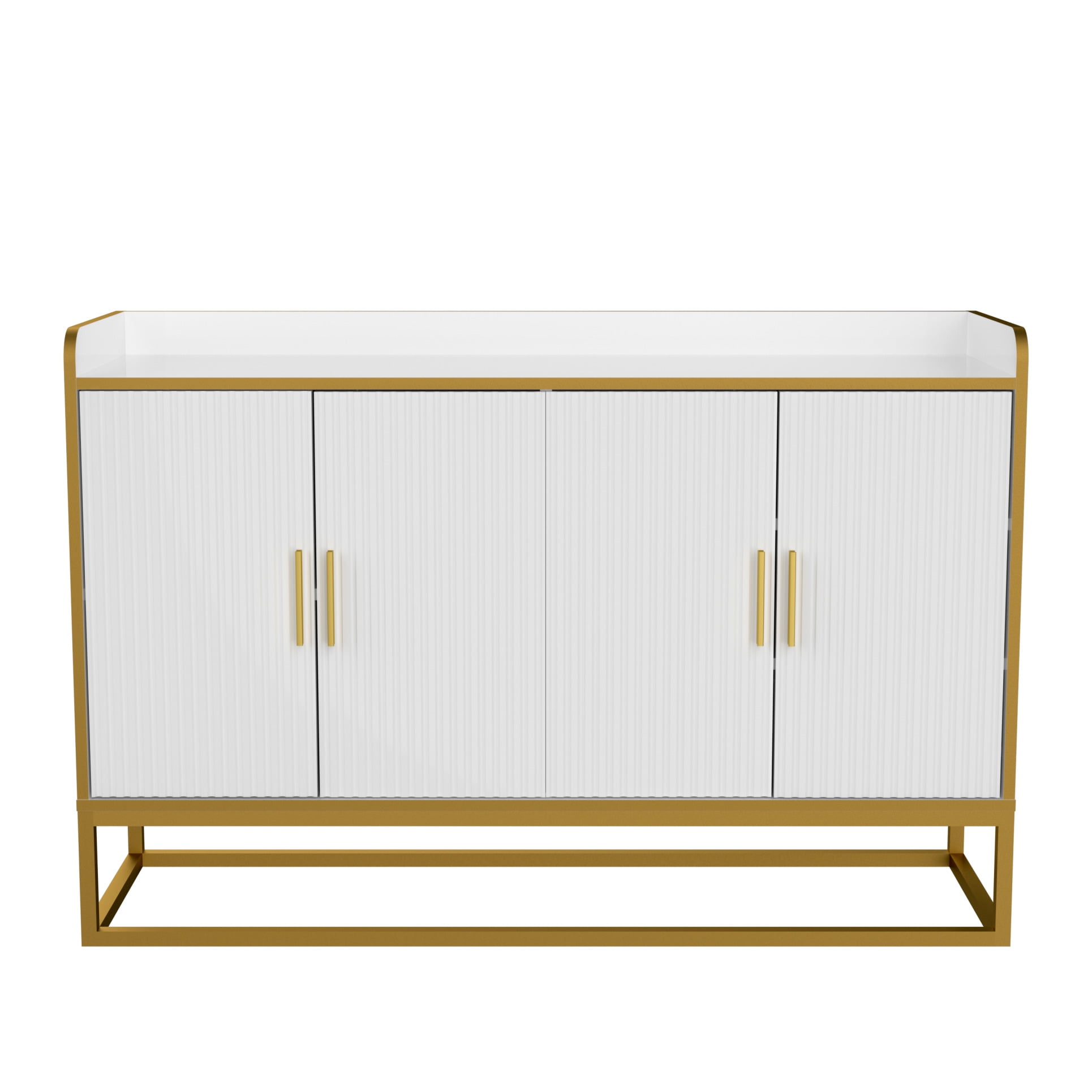 47" Sideboard, Fluted Buffet Cabinet with Storage and Top Tabletop ...