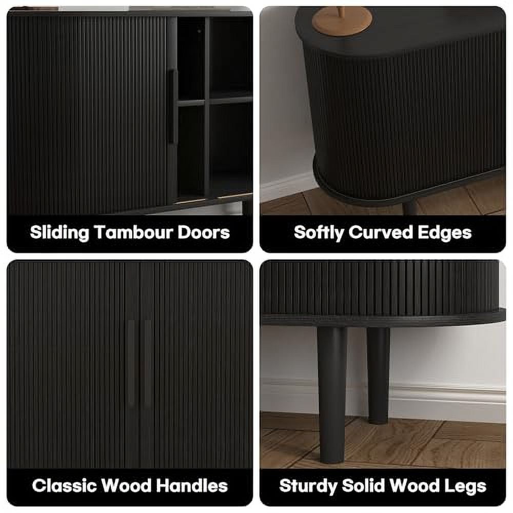 47'' Sideboard Tambour Storage Cabinet, Buffet Cabinet with Storage, Storage Cabinet with ...