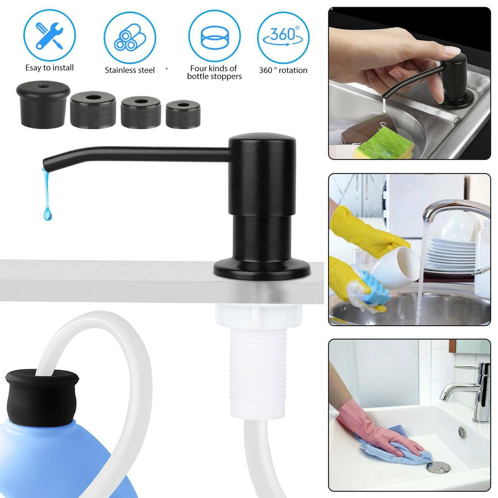 47" Sink Soap Dispenser Stainless Steel Kitchen Hand Liquid Pump Bottle ...