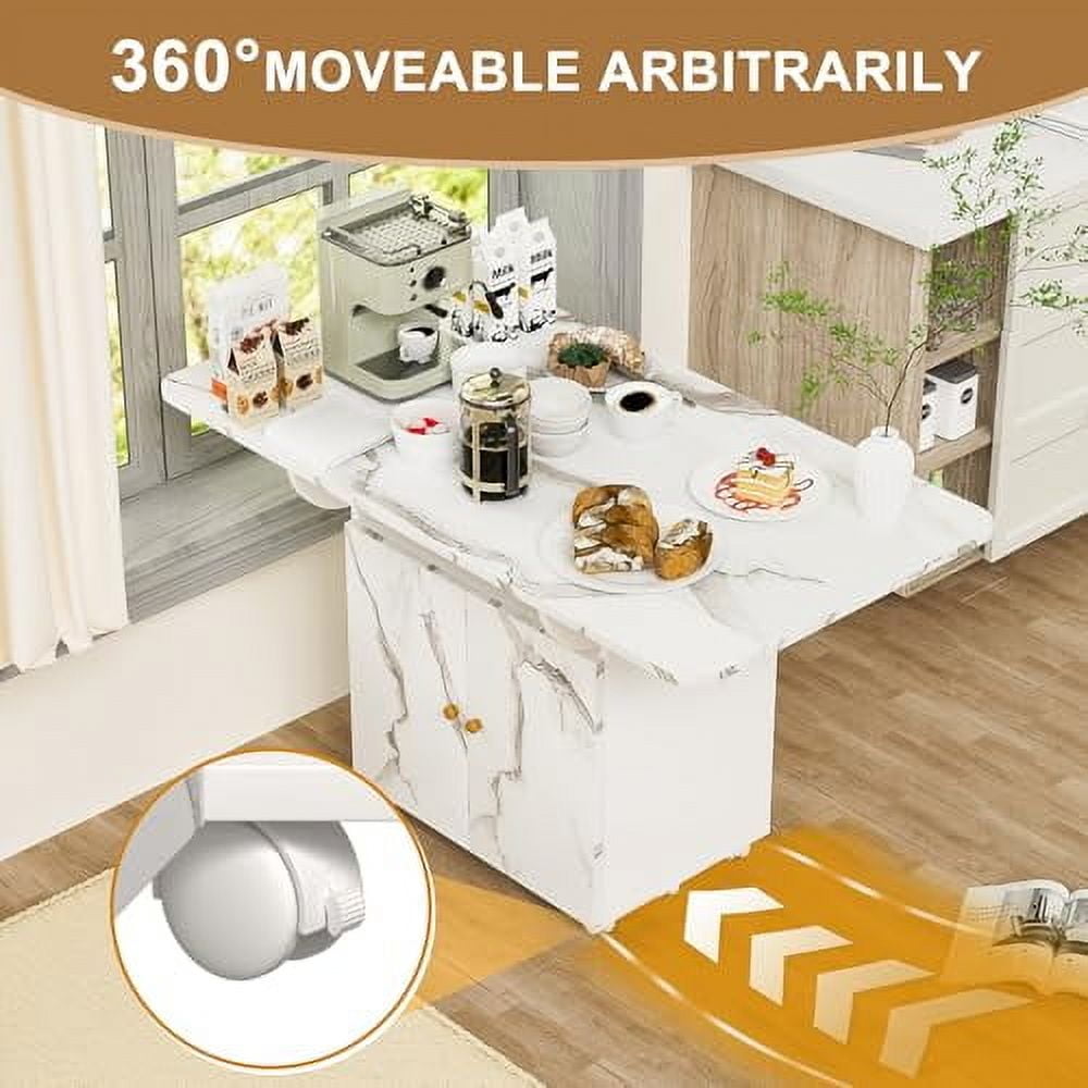 47" Space-Saving Folding Dining Table - Versatile Movable Small Kitchen ...