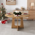 47" Spiced Round Dining Table, Farmhouse Oak MDF Circle Table - 300lb ...