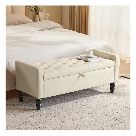 47" Storage Ottoman , End of Bed for Bedroom, Leather Upholstered ...