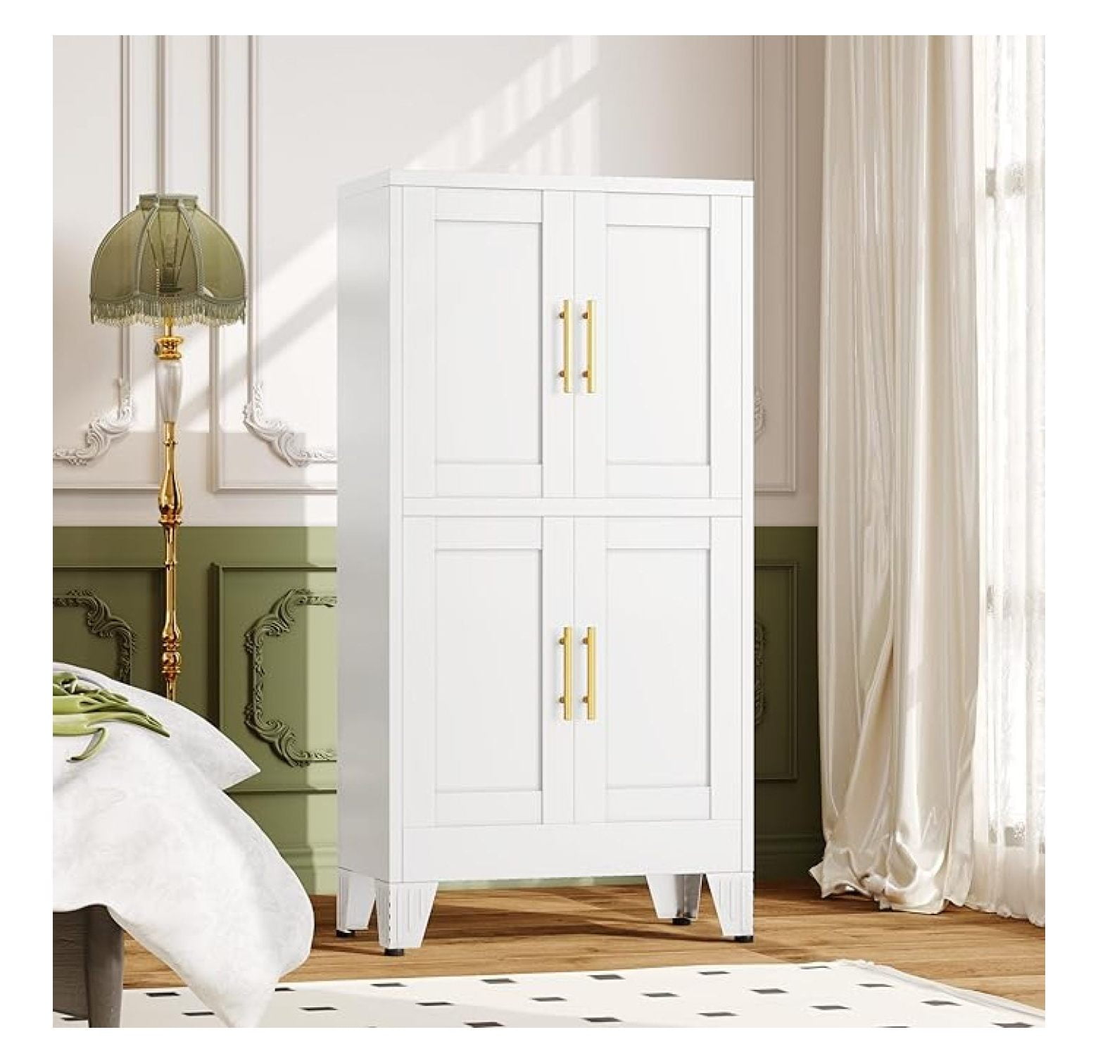 47" Tall Kitchen Pantry Cabinet, Metal Storage Cabinet with Doors and ...