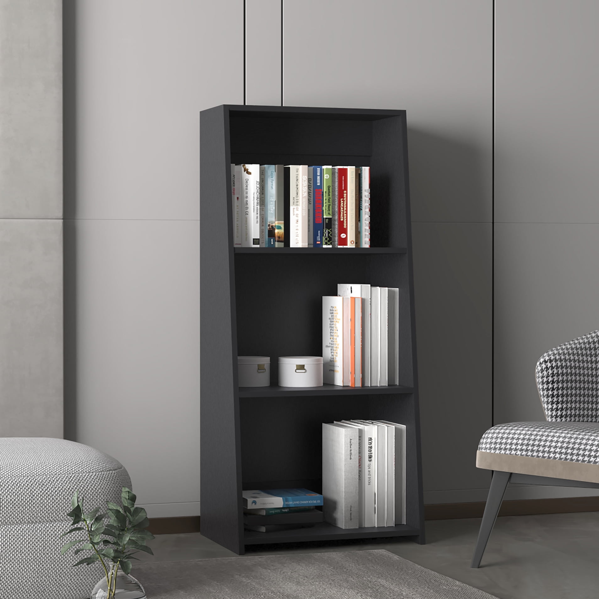 47" Three Bookcase In Black - Functional & Attractive Storage For ...