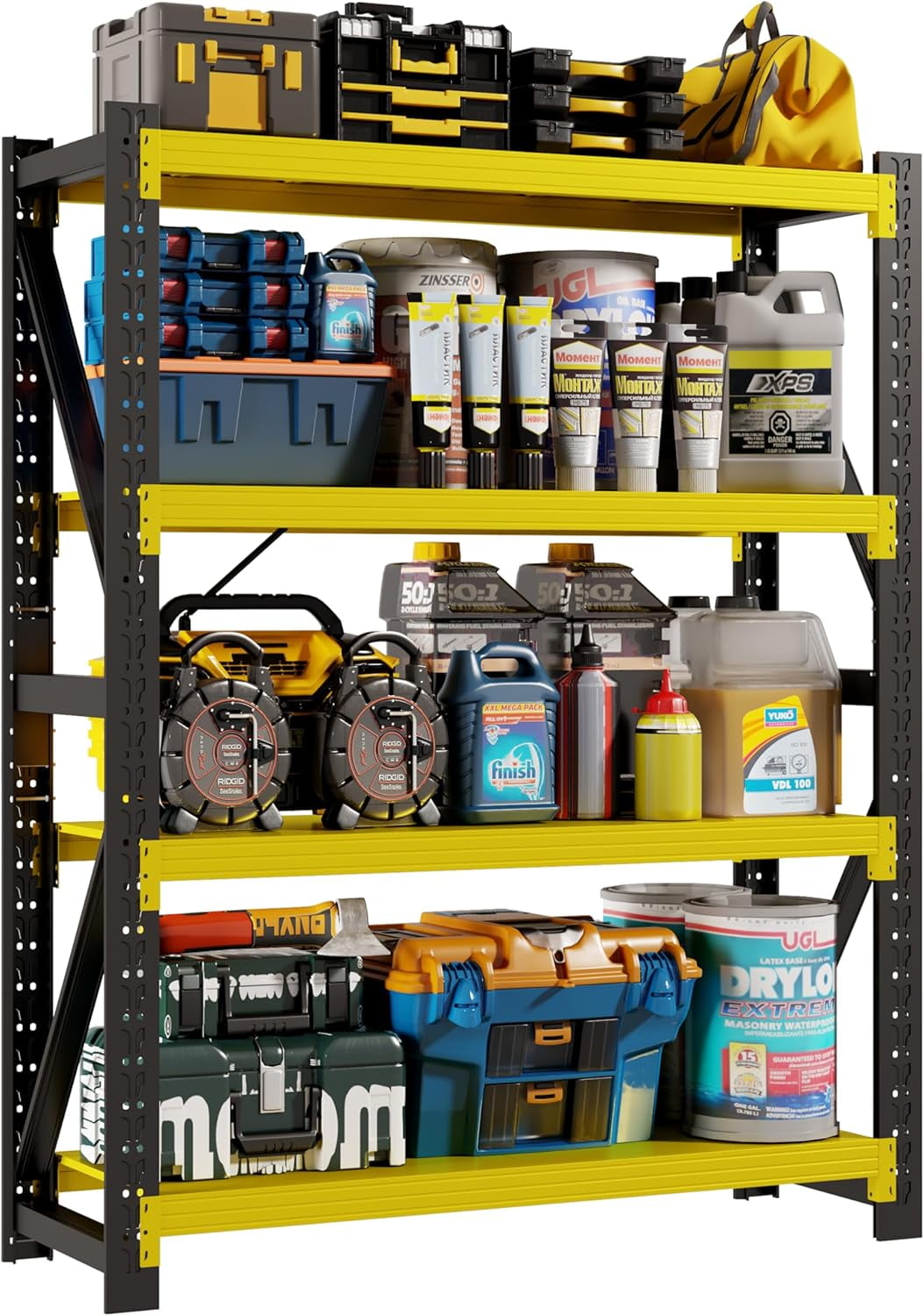47" W Garage Shelving Heavy Duty,4400Lbs Garage Storage 4-Tier,Metal ...