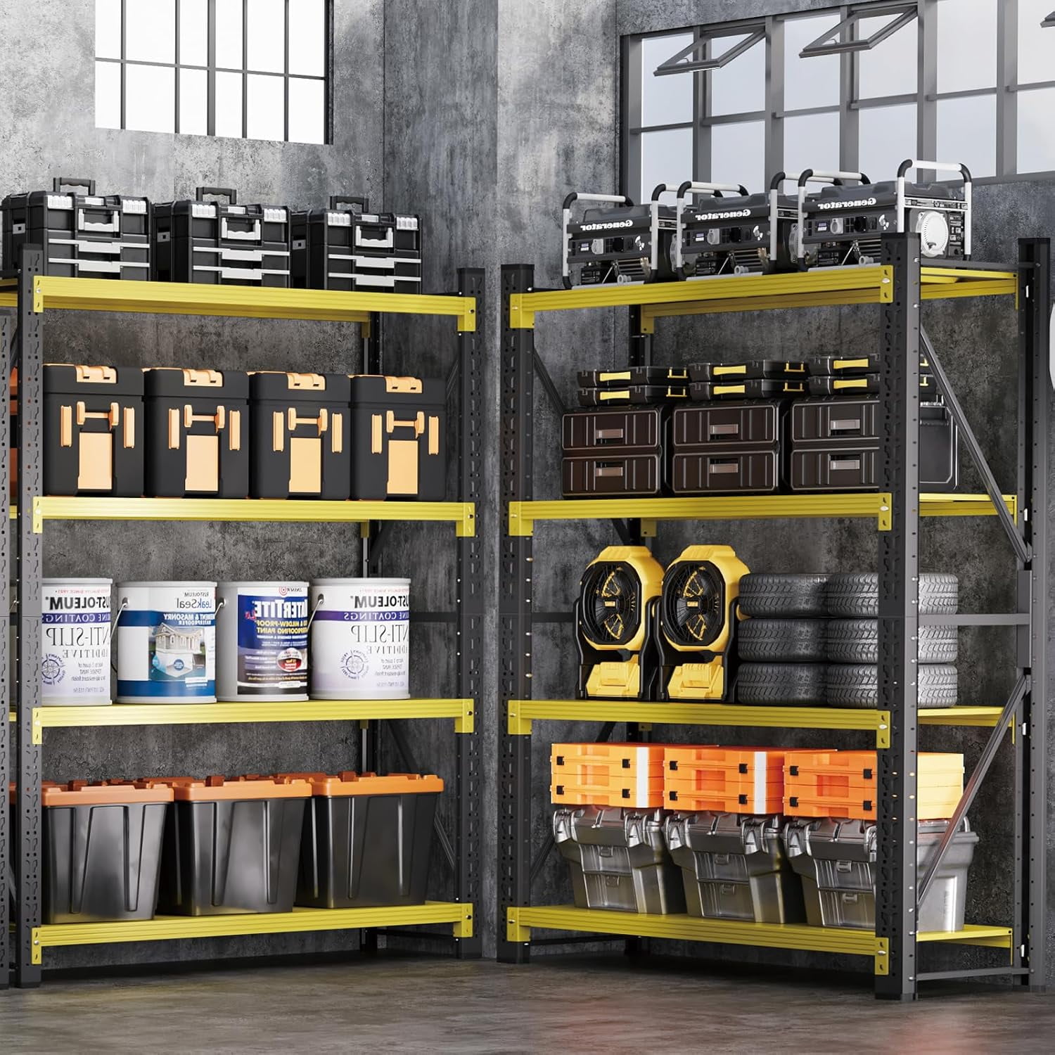 47" W Garage Storage Shelves 4-Tier Adjustable Heavy Duty Shelving ...