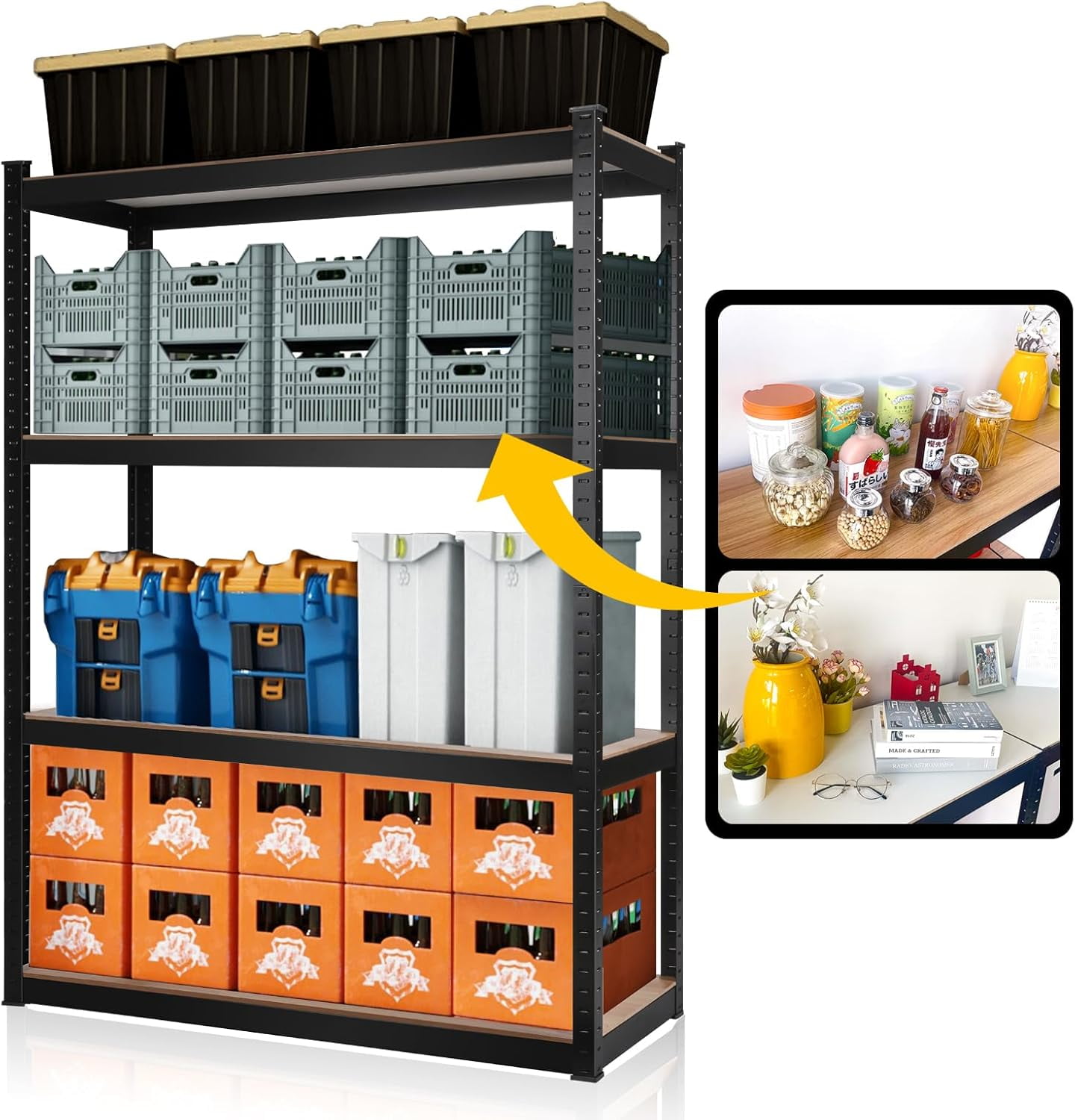 47" W x 15.75" D x 59" H Ultra Wide Embedded Garage Storage Shelves, 4 ...