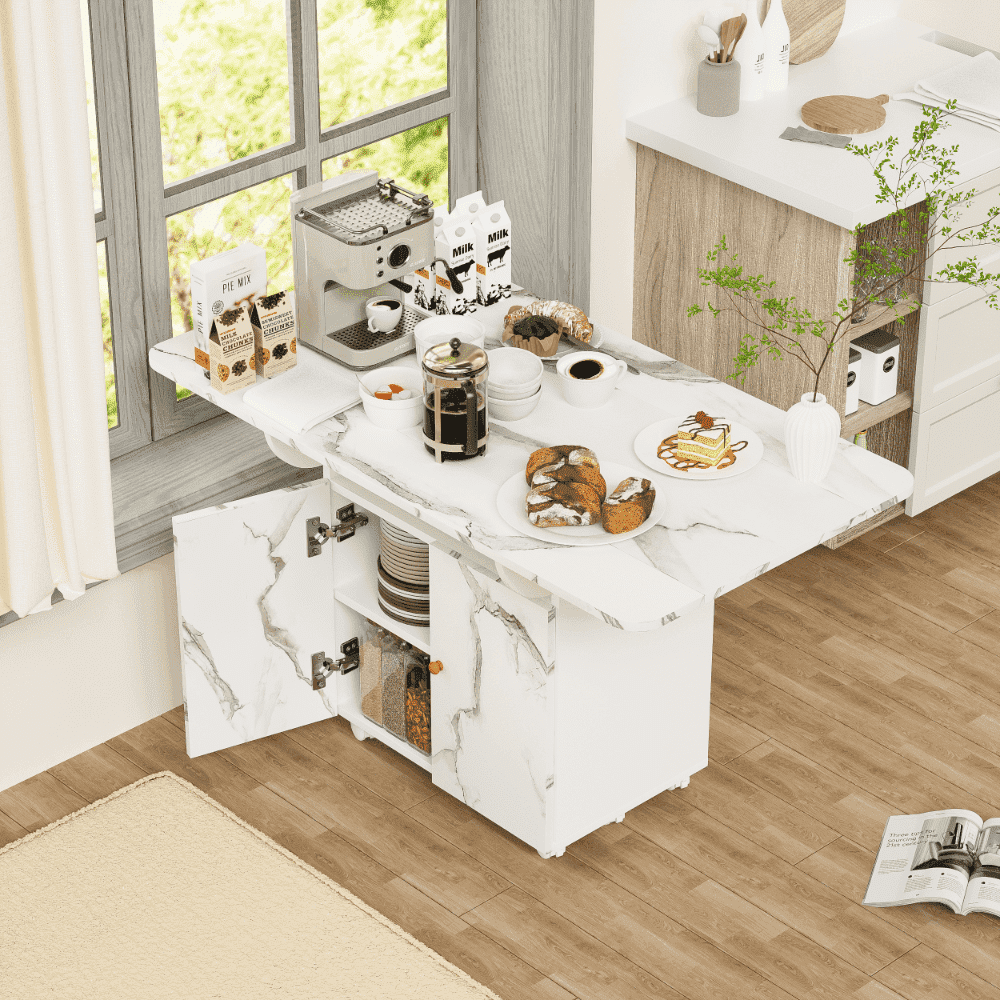 47” White Marble - Look Wood Folding Dining Table: A Versatile Marvel ...