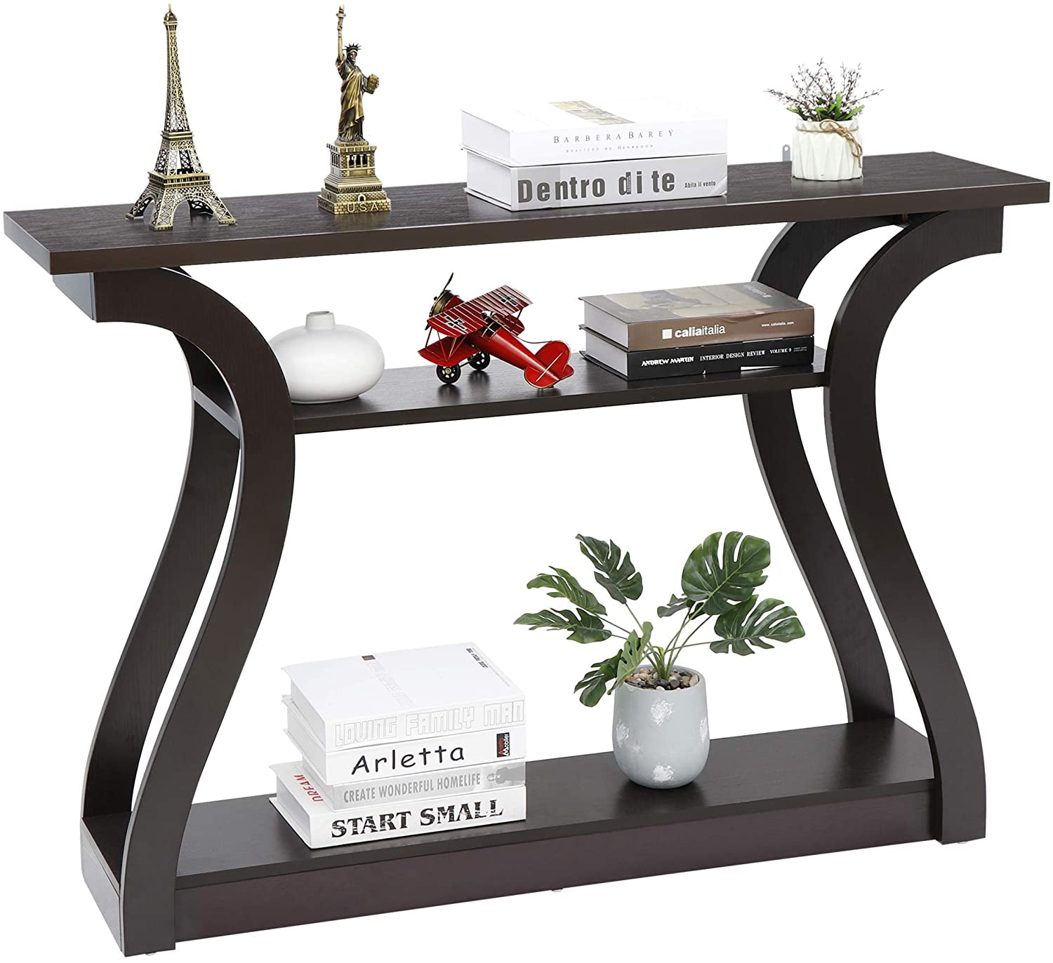 47 Wood Console Table 3 Tier Accent Entryway Table Modern Sleek Design ...