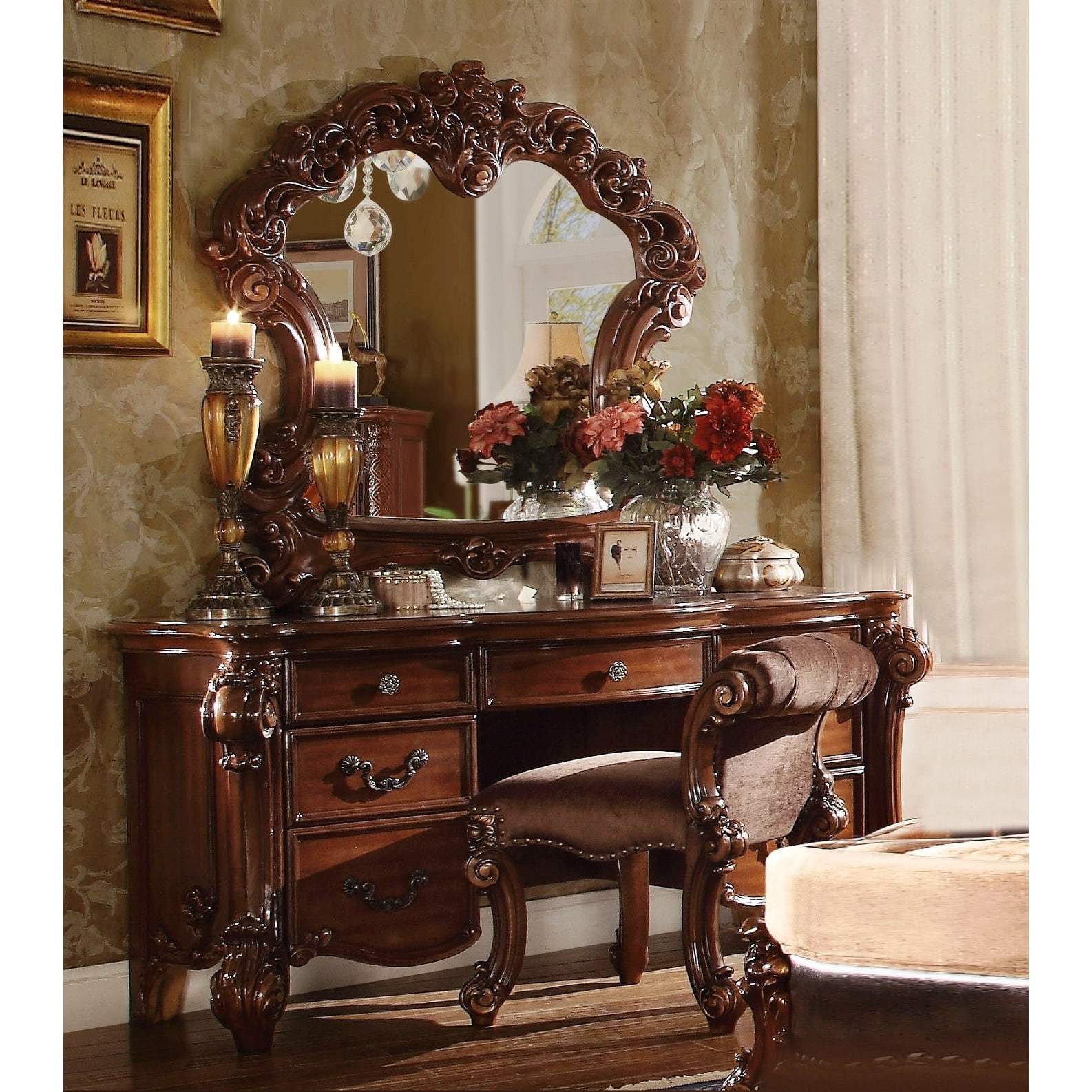 47" X 3" X 45" Cherry Wood Mirror - Black - Walmart.com
