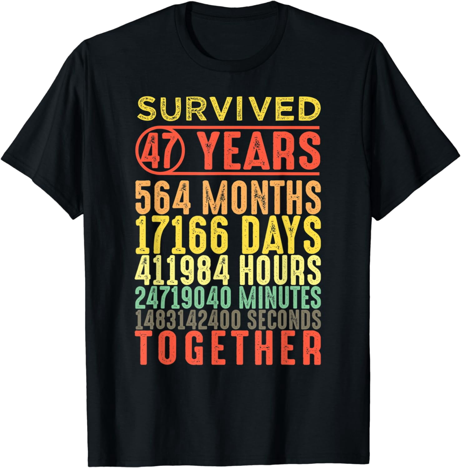 47 Years Marriage 47th Wedding Anniversary Parents Couple T-Shirt ...