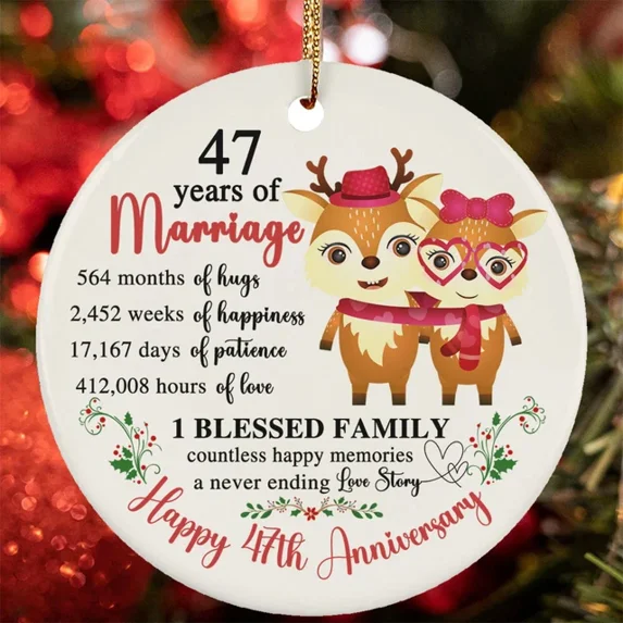 47 Years Of Marriage Ornament Happy 47th Anniversary Deer Couple ...