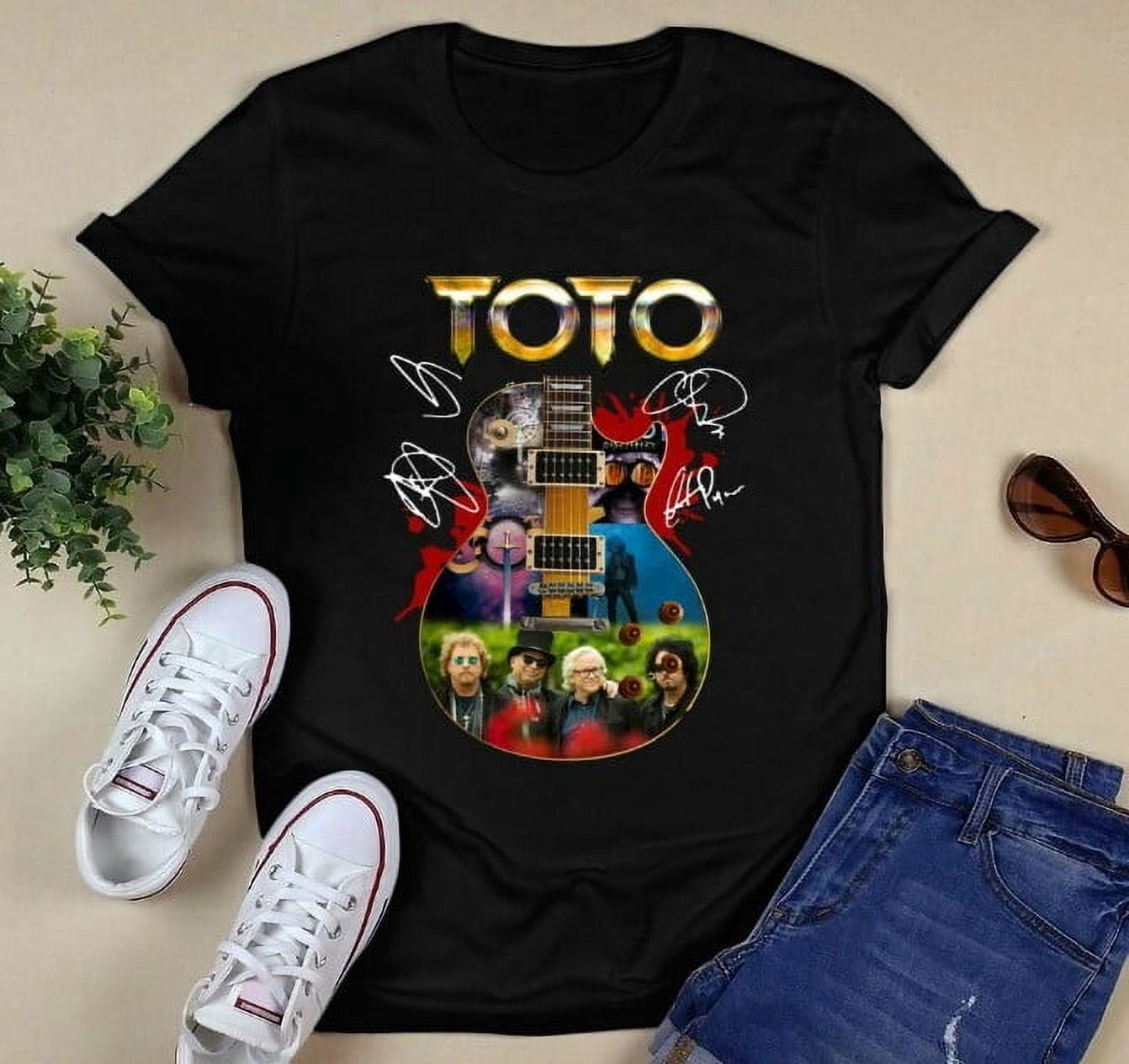 47 Years Of Toto 1977 2024 Signatures Guitar T-Shirt, Classic Style T ...