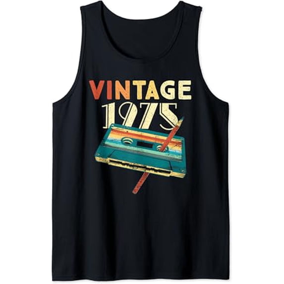 47 Years Old Gifts Vintage 1975 Music Cassette 47th Birthday Tank Top ...