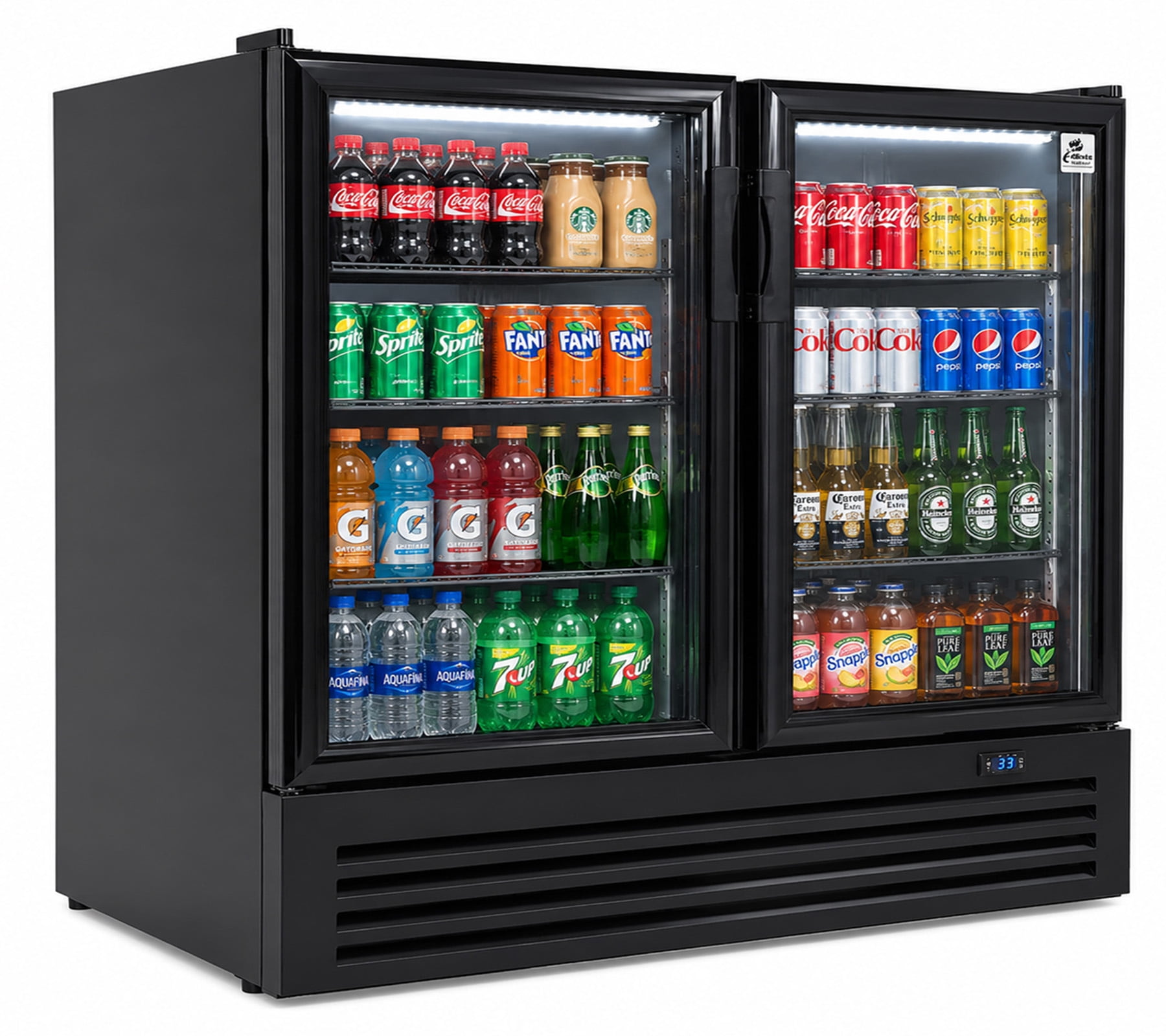 47 in. 11.3 cu. ft. Commercial Two Glass Door Refrigerator Beverage ...