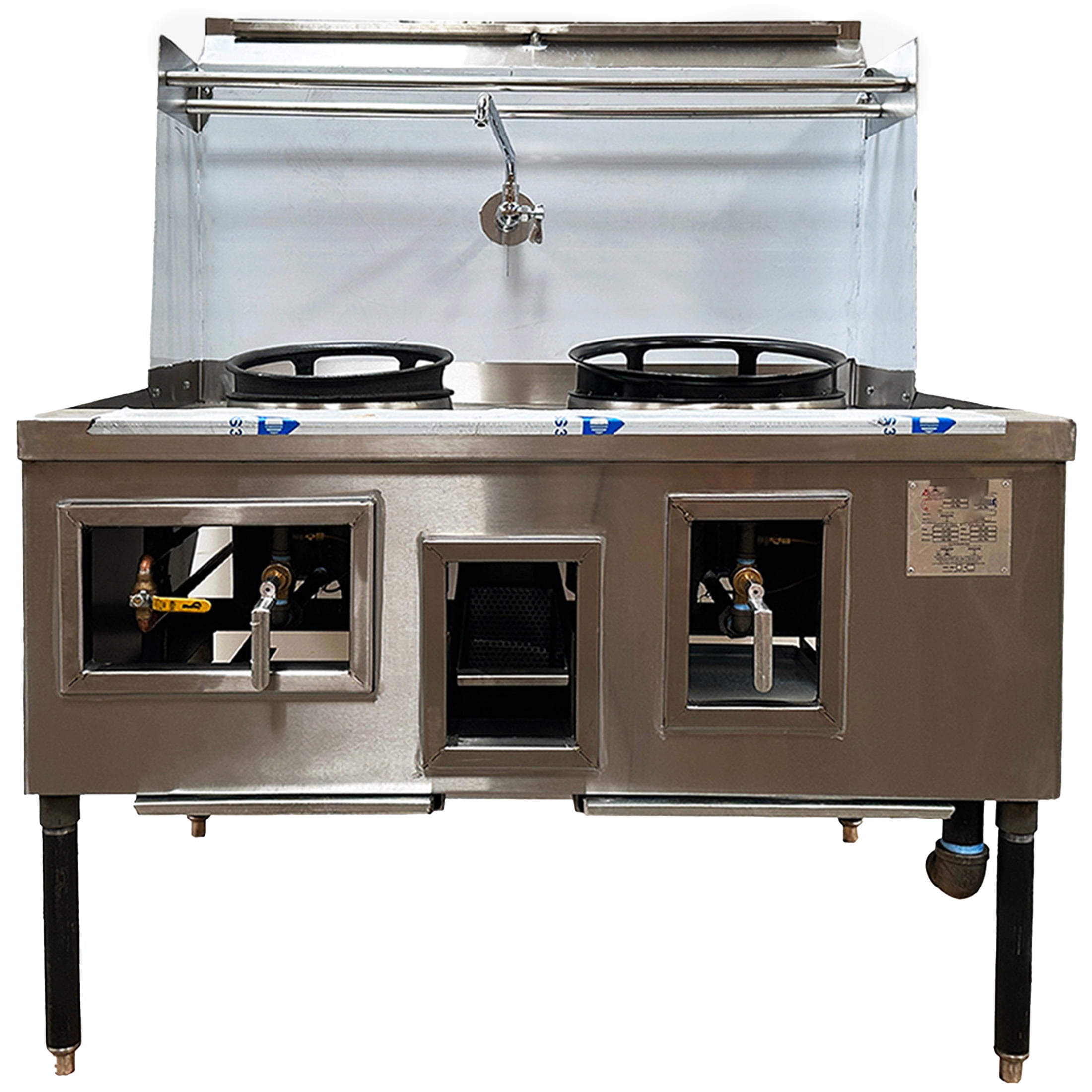 47 in. 2 Jet Burner Wok Range, NSF Restaurant Wok Range with Water Fall ...