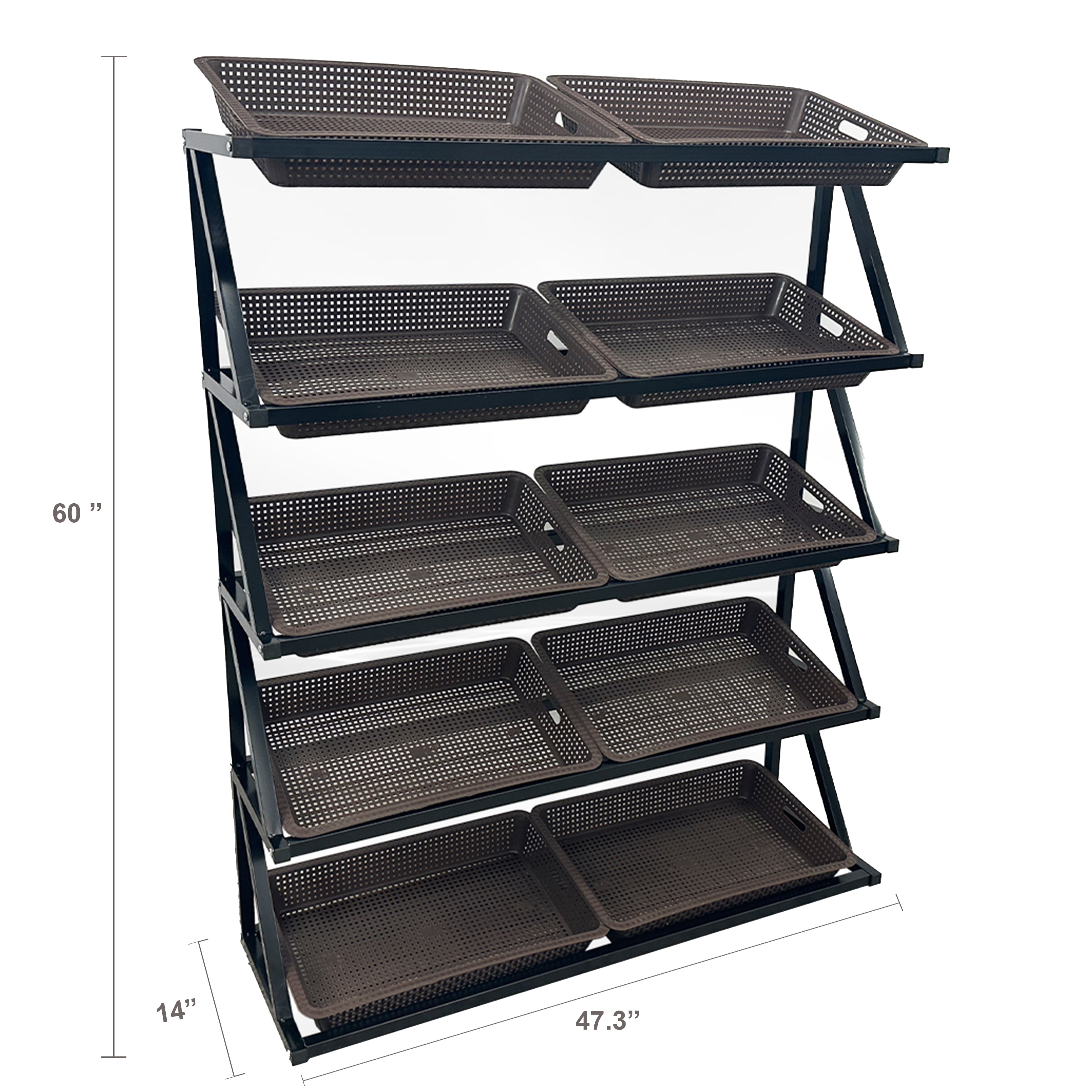 Elite Kitchen 47 in. Fruit & Vegetable Rack with Adjustable Shelves for ...