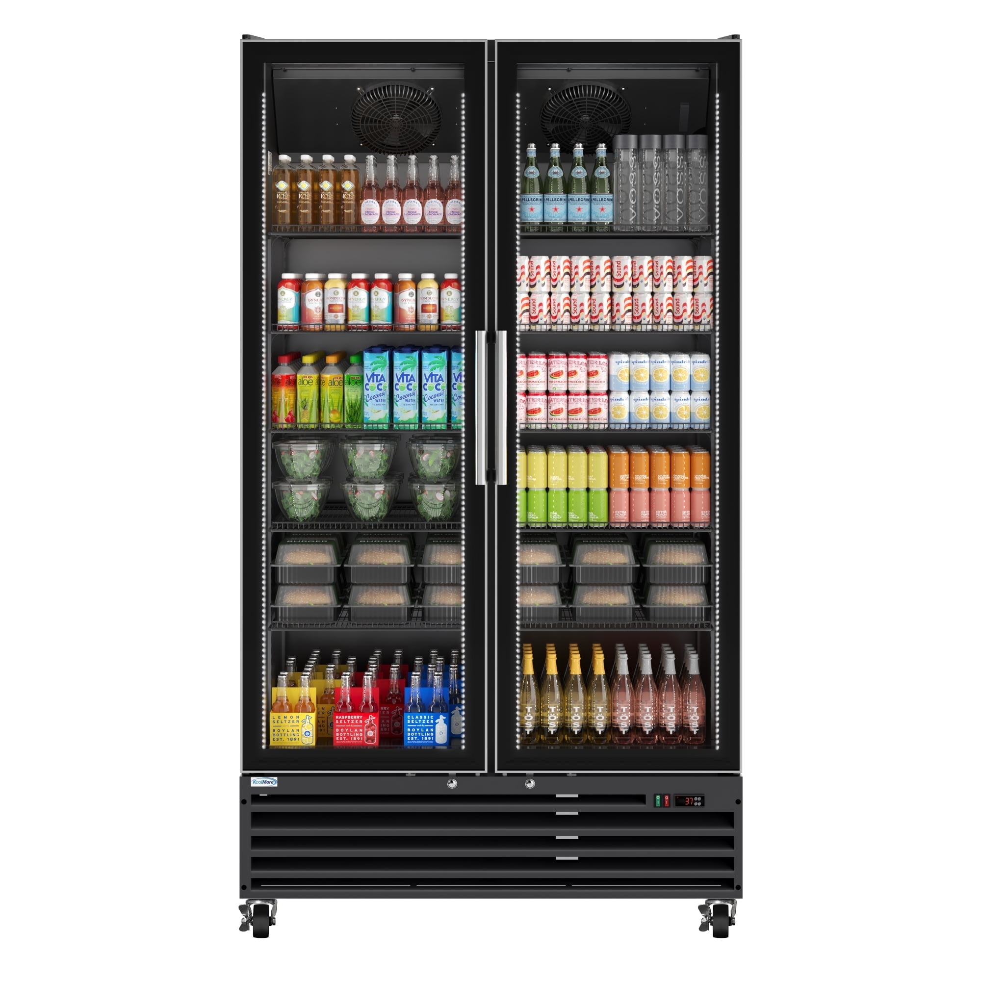 47 in. Two-Door Commercial Display Merchandiser Refrigerator in Sleek ...