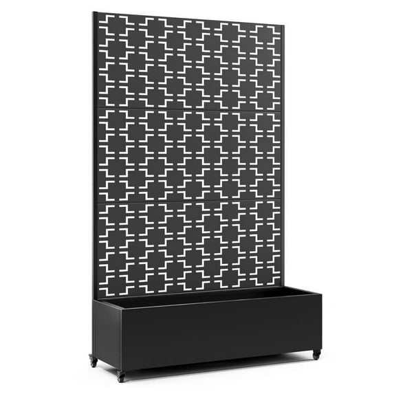 47 in. x 16 in. x 71 in. Black Metal Raised Garden Planter Box with ...