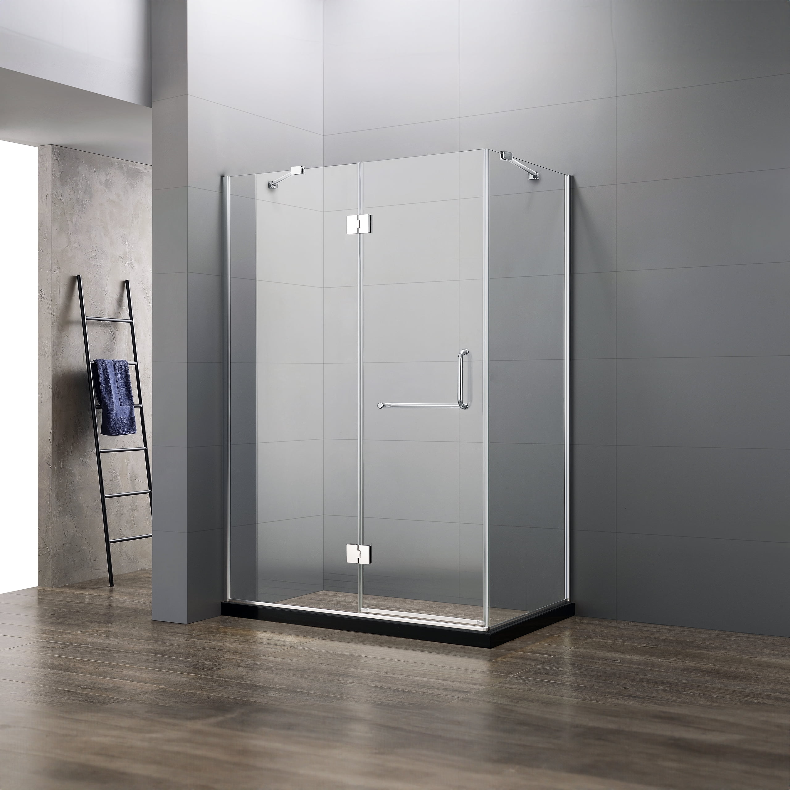 Dreamwerks 32 in. D x 47 in. W x 79 in. H Frameless 3-Piece Hinged Shower Enclosure with Clear ...