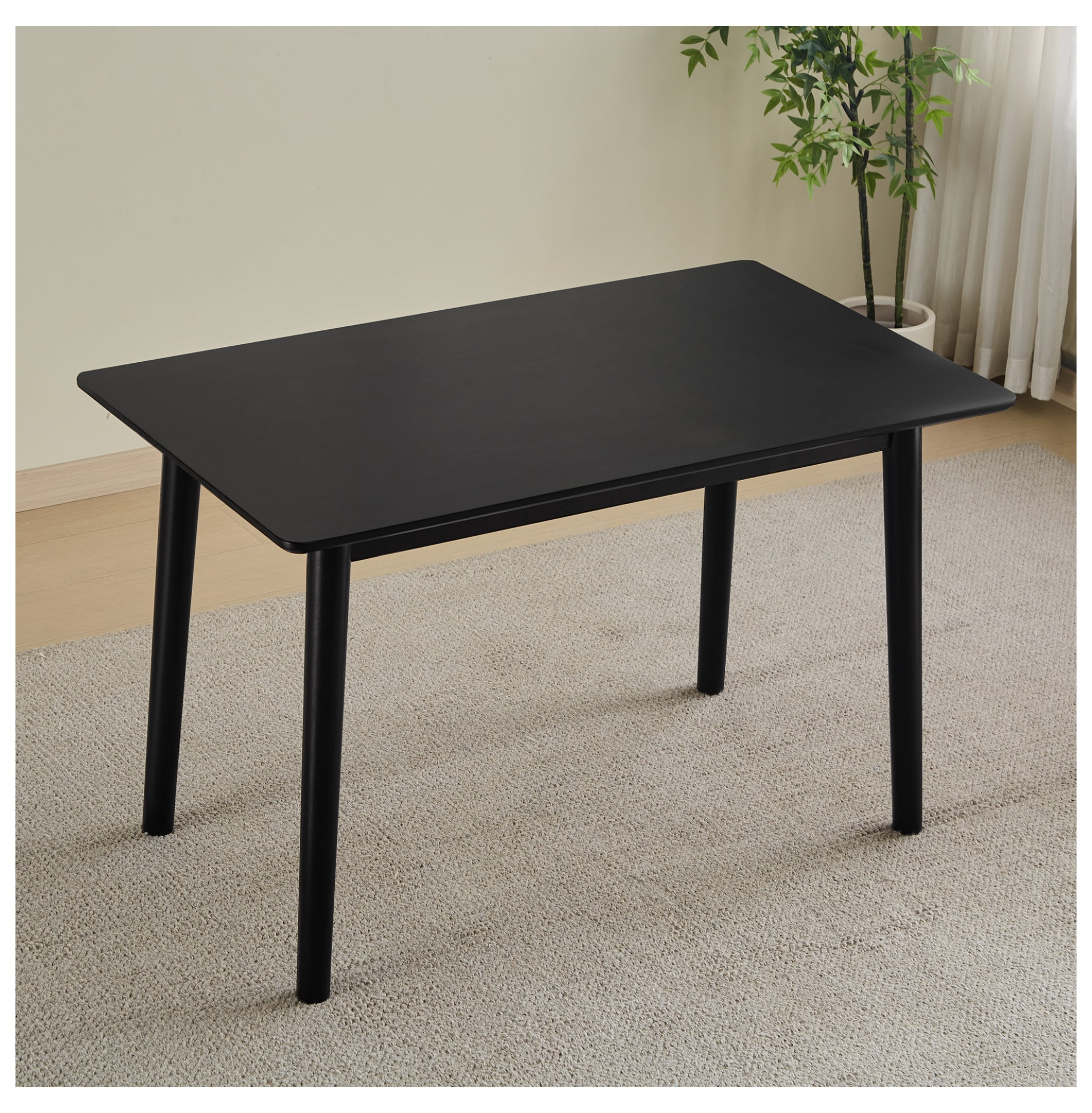 47-inch Dining Table, Black Solid Wood Kitchen Table for Small Space ...