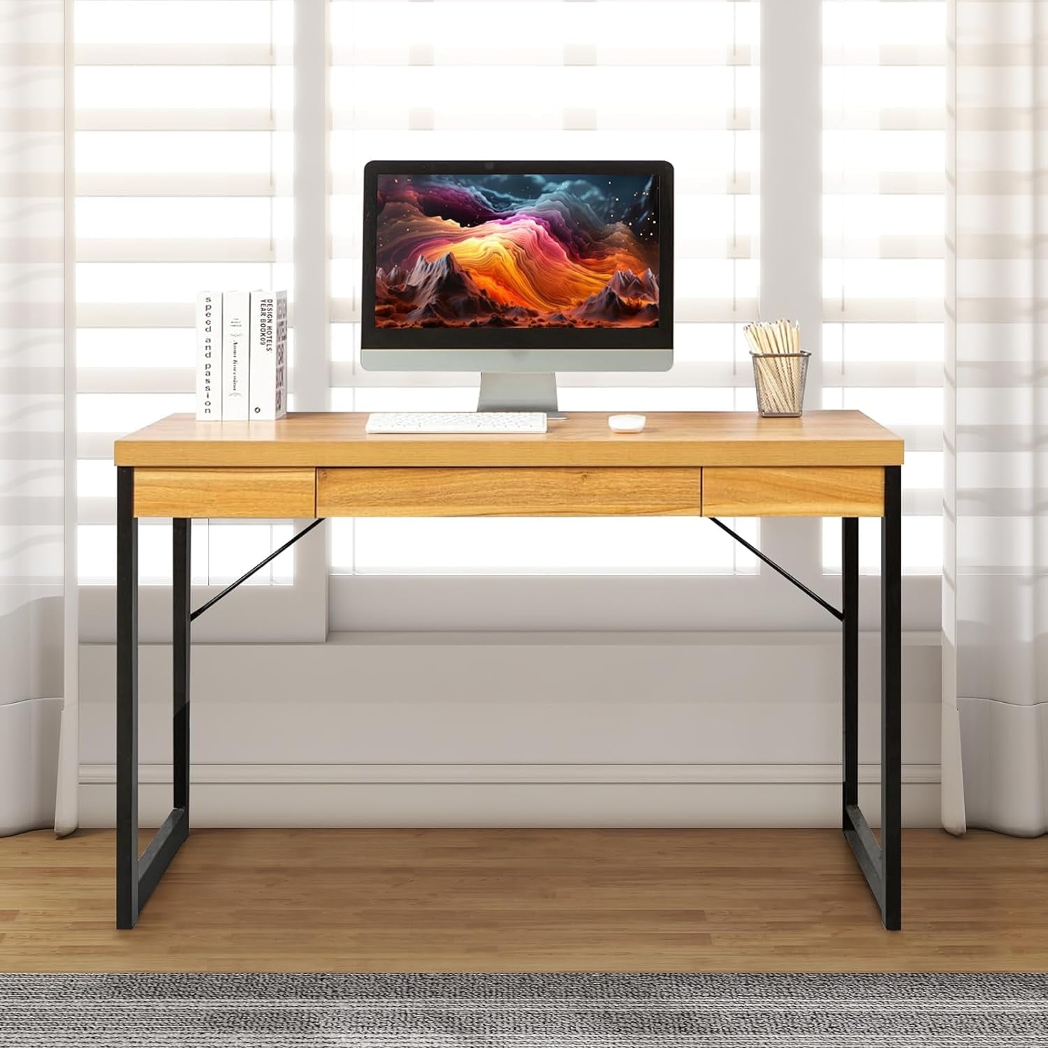 47 inch Home Office Computer Desk Vanity Table with Drawer for Bedroom ...