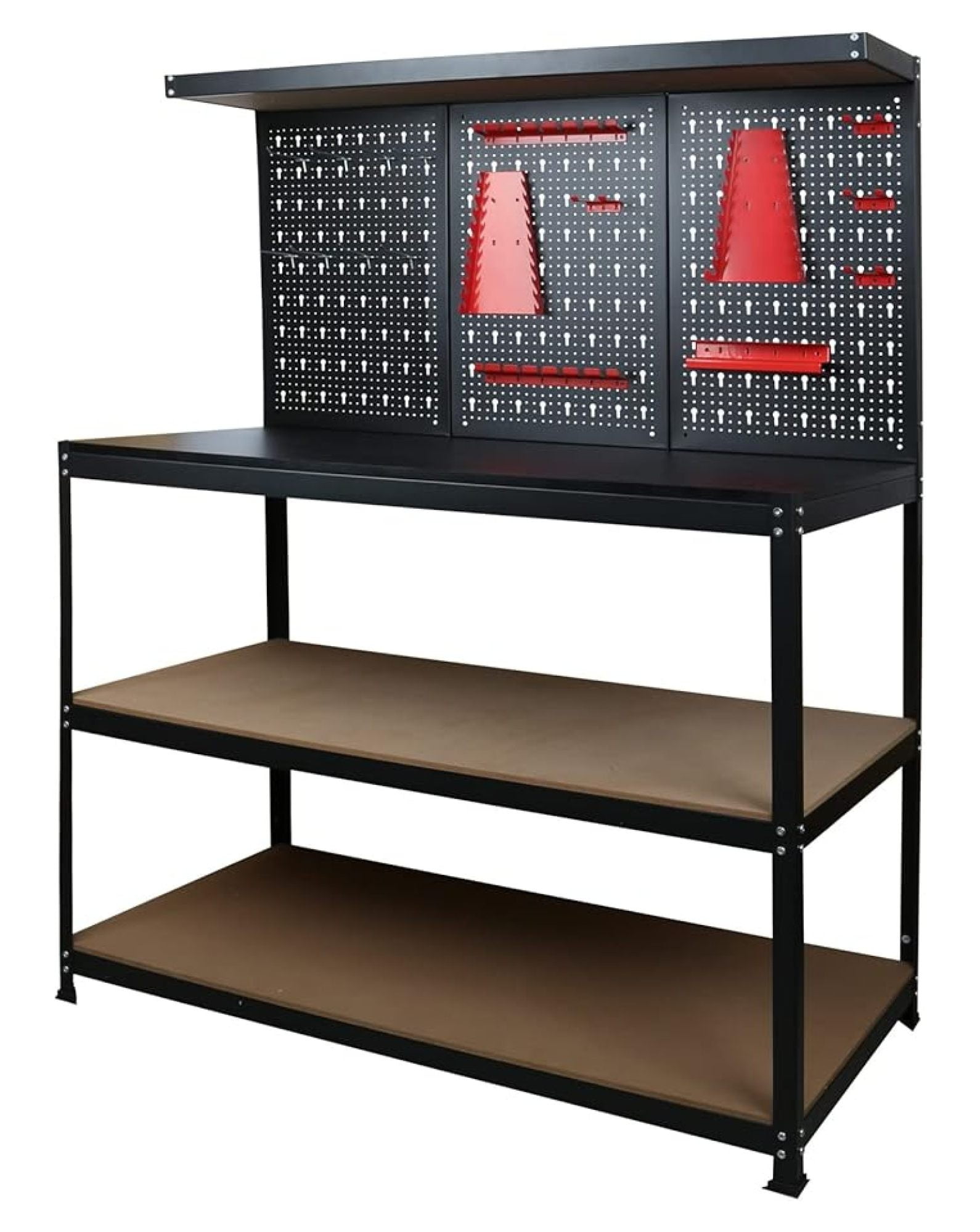 47 inch Multipurpose Workbench with Pegboard, Double Storage Platform ...