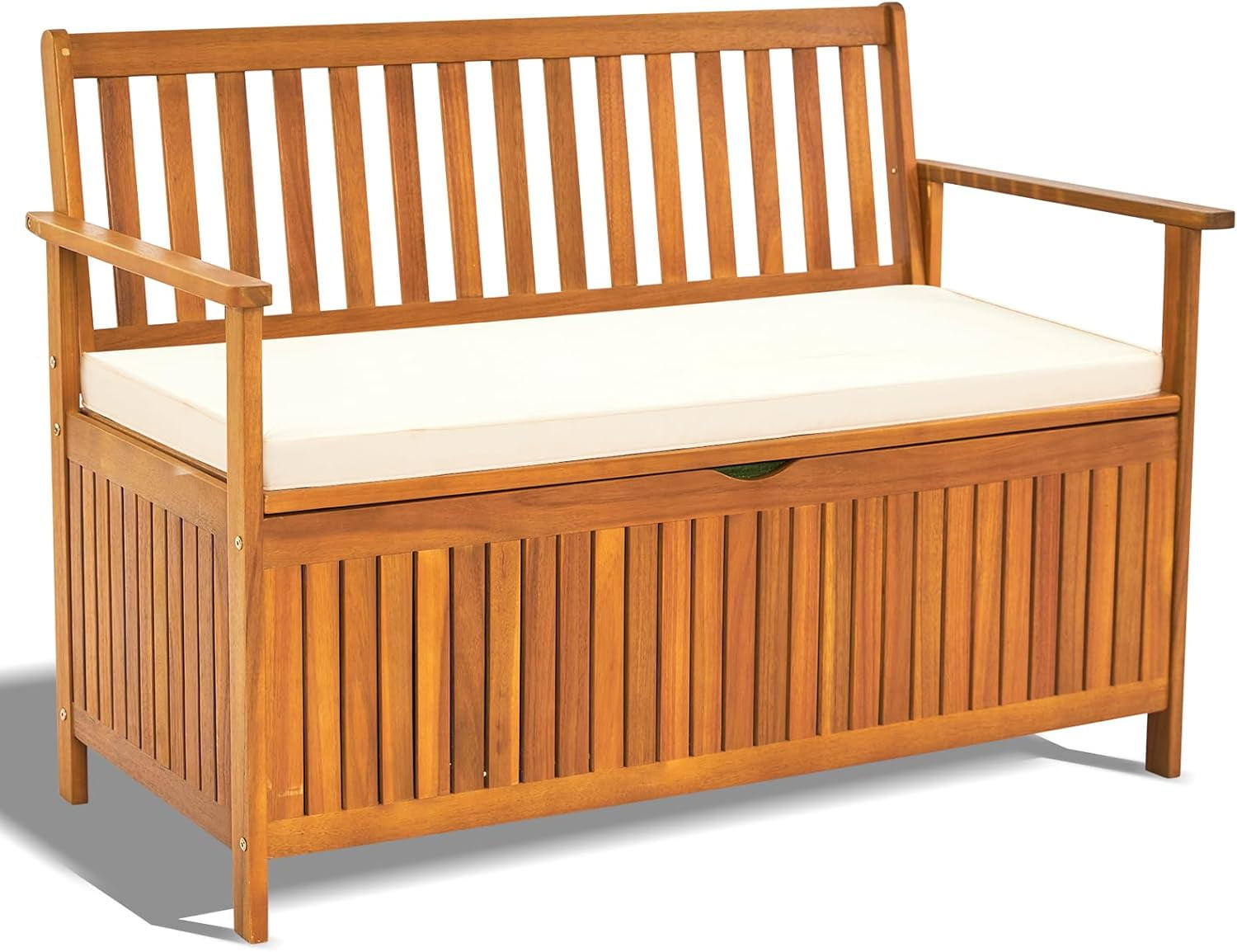 47 inch Outdoor Storage Bench, Acacia Wood 43 Gallon Deck Box with ...