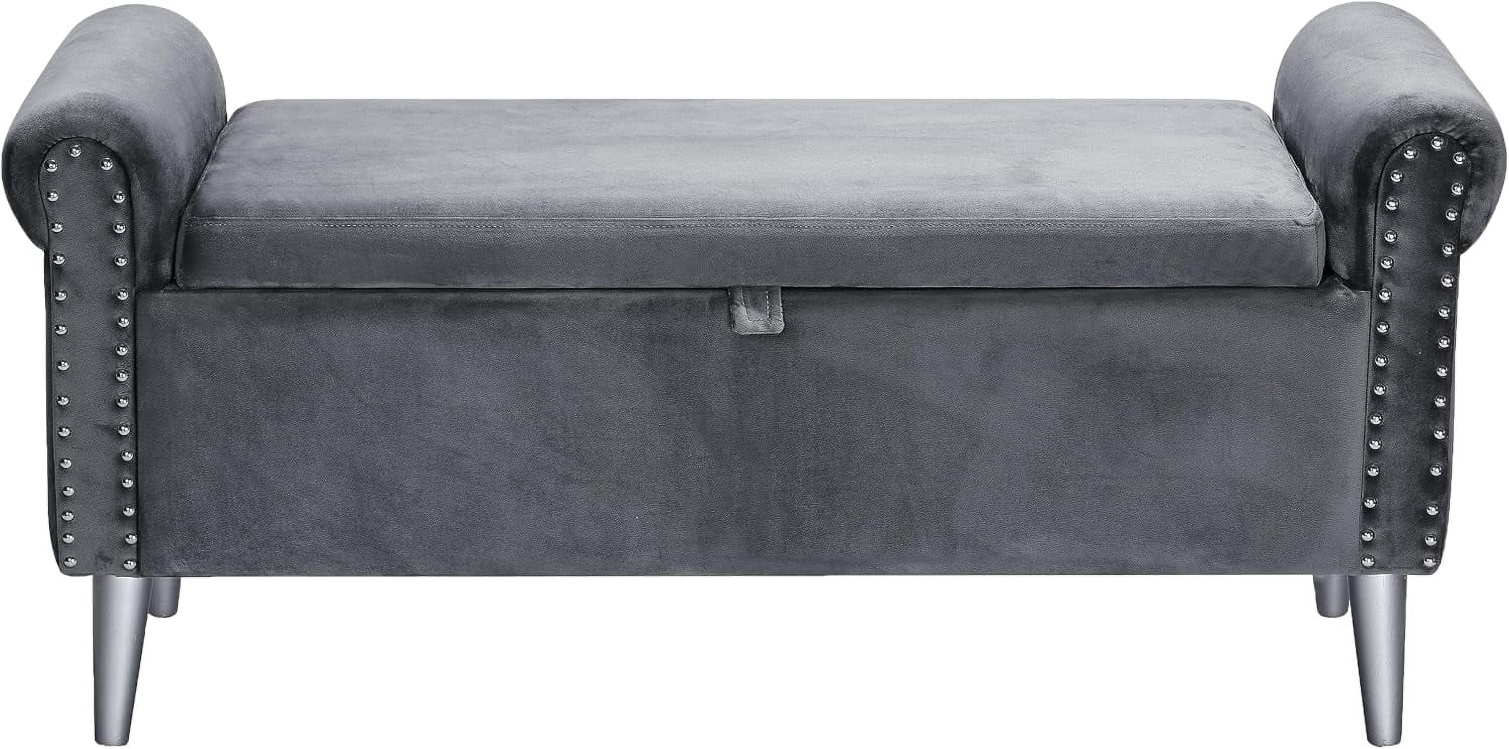 47-inch Storage Bench Bedroom End of Bed Bench with Arms Velvet Tufted ...
