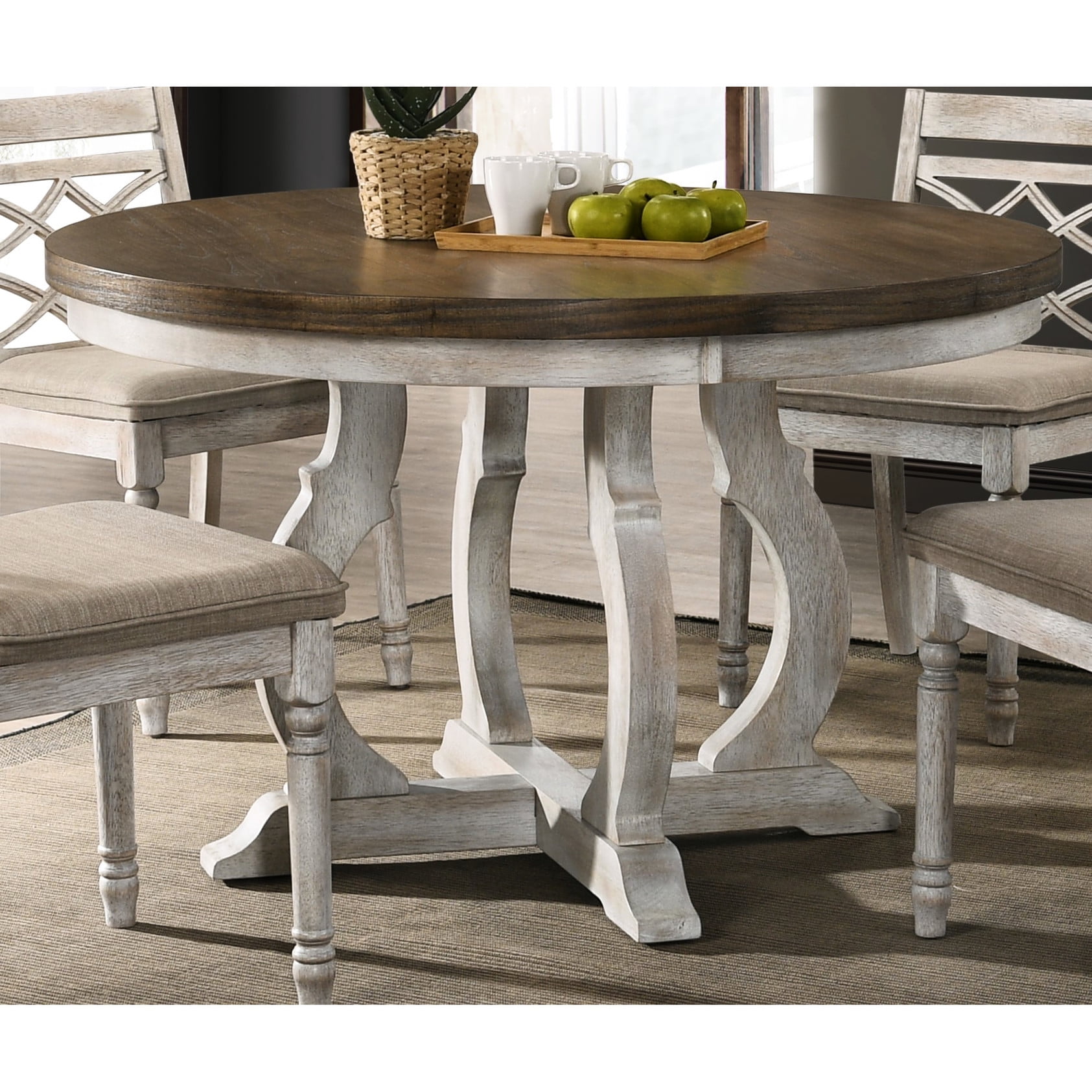 47 - inch Wide Vintage Dining Table | Off White Base, Cross - Designed ...