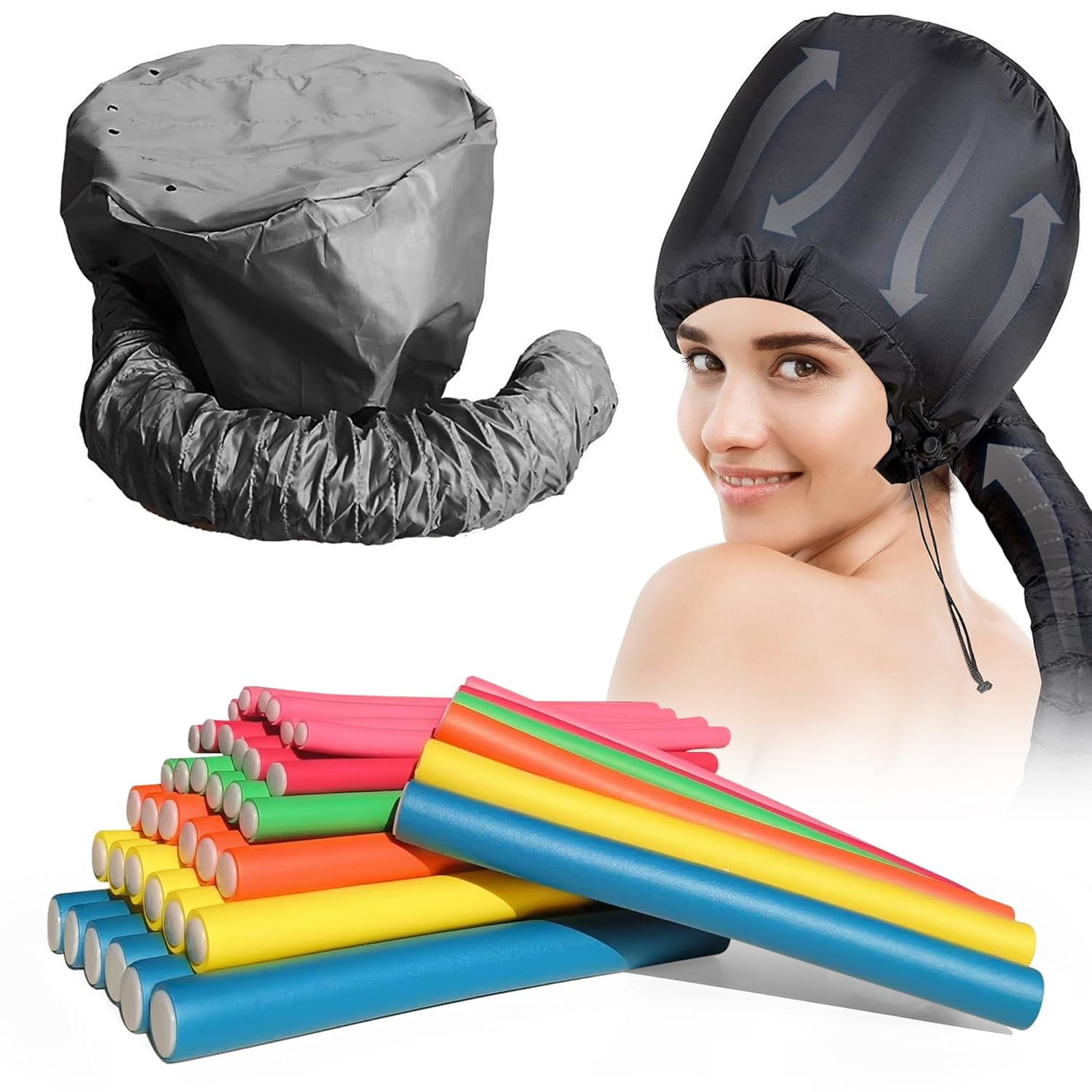 47 pcs 7'' Hair Curlers Rollers Flexi Rods Flexible Curling Rods Set No ...