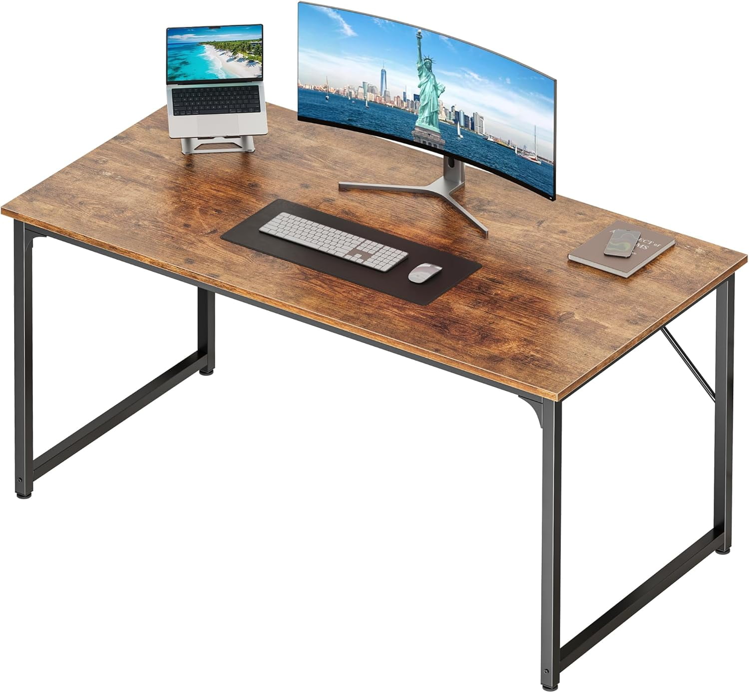 47 x 24 Inch Sturdy Computer Desk with Deeper Desktop Rustic Brown ...