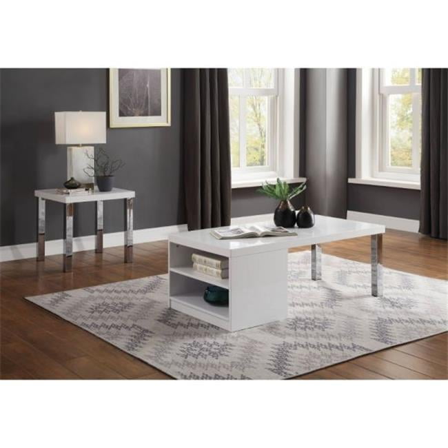 47 x 24 x 18 in. Harta Coffee Table, White High Gloss & Chrome - Walmart.com