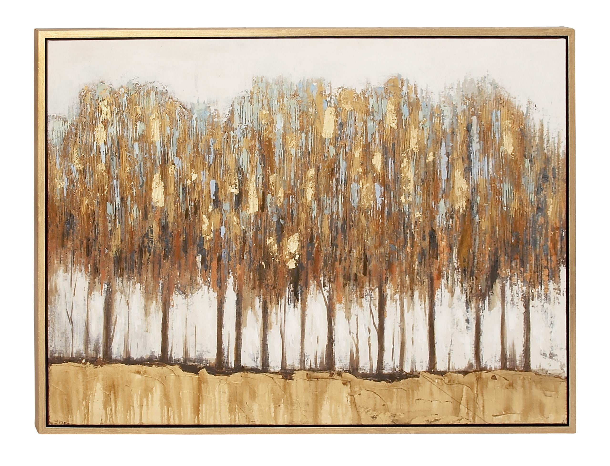 47" x 36" Tree Framed Wall Art with Gold Frame, by DecMode - Walmart.com