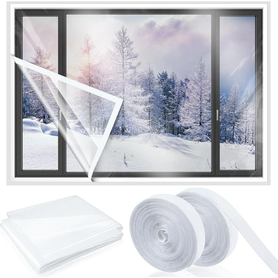 47 x 63 Inch Adjustable Window Insulation Kit Cuttable Transparent Film ...