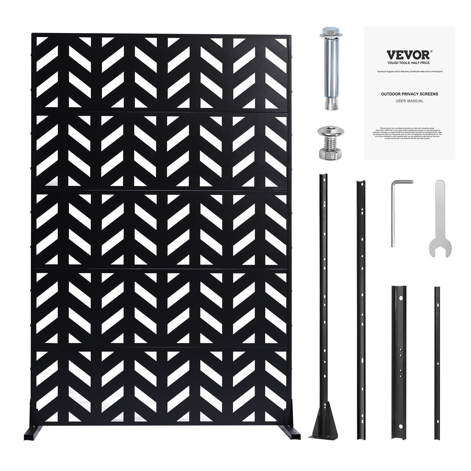 47" x 72" Outdoor Metal Privacy Screen - Freestanding Patio Partition ...