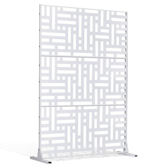 47" x 76" White Outdoor Privacy Screen, Powder-Coated Metal Panel for ...