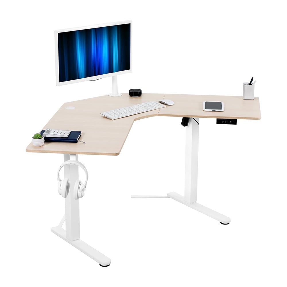 47 x 47 inch Electric Height Adjustable L-Shaped Standing Desk, Corner ...