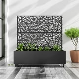 47"x47" Metal Black Rectangle Pots and Planter Raised Box with Trellis ...