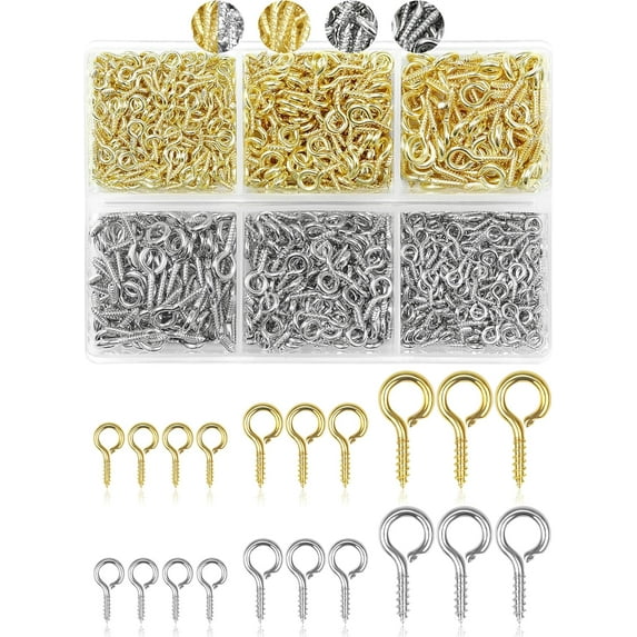 470pcs Mixed Gold & Silver Copper Small Screw Eye Pins for Jewelry ...